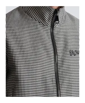 Balmain Houndstooth Wool Jacket With High Neck - Black