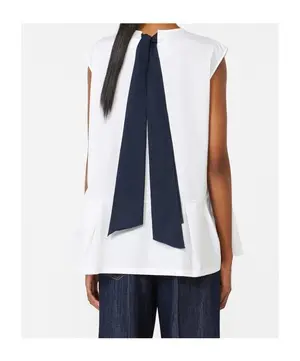 Max Mara Poplin Tie Fastened Top - White