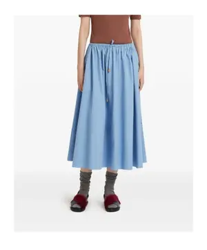 Marni Poplin Drawstring Midi Skirt - Blue