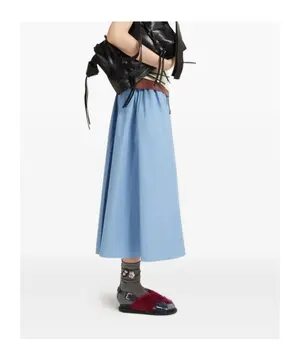 Marni Poplin Drawstring Midi Skirt - Blue