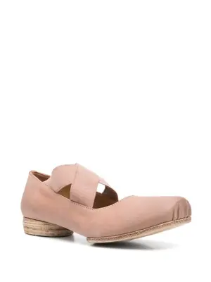 UMA WANG Square-toed Ballet Flats With Criss-cross Strap - Nude