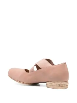 UMA WANG Square-toed Ballet Flats With Criss-cross Strap - Nude