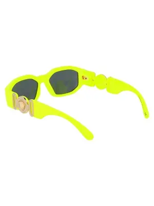 Versace Rectangular Frame Sunglasses With Medusa Embellishment - Green
