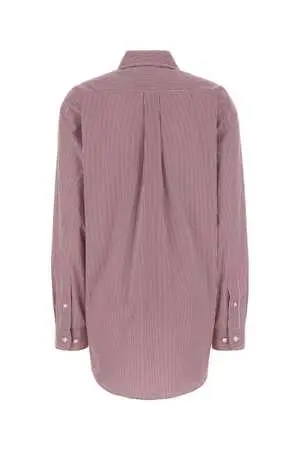 Miu Miu Striped Logo Embroidered Shirt - Pink