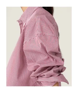 Miu Miu Striped Logo Embroidered Shirt - Pink