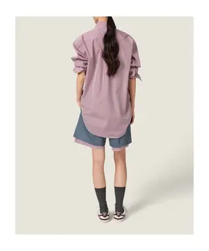 Miu Miu Striped Logo Embroidered Shirt - Pink