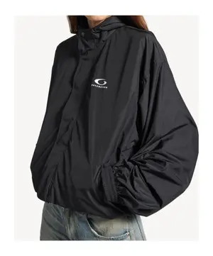 Balenciaga Logo Printed Hooded Windbreaker