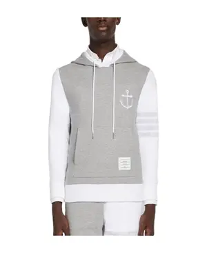 Thom Browne Anchor Embroidered Drawstring Hoodie