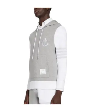 Thom Browne Anchor Embroidered Drawstring Hoodie