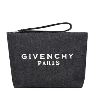 Givenchy Paris Logo Printed Zipped Clutch Bag
