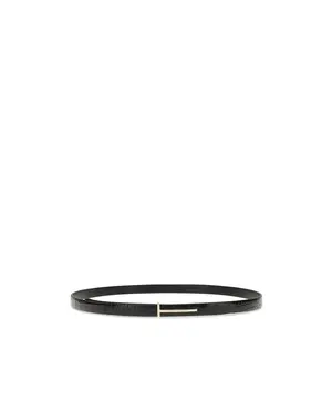 TOM FORD Slim T-buckle Belt With Crocodile Embossing