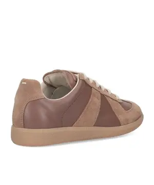 MAISON MARGIELA Replica Suede And Leather Lace-up Sneakers - Brown
