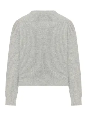 Celine Ribbed Wool Crew Neck Sweater With Graphic Pattern