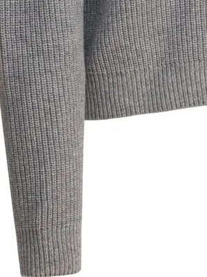 Celine Ribbed Wool Crew Neck Sweater With Graphic Pattern