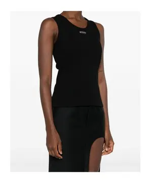 Alexander McQueen Logo Plaque Ribbed Tank Top