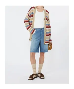 Max Mara Striped Pattern Belted Cardigan