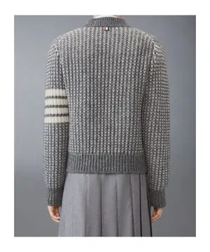 Thom Browne 4-bar Chunky-knit Bomber Jacket - Grey
