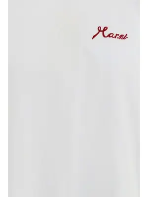 Marni Short Sleeve Crewneck T-shirt With Flocked Logo
