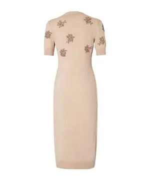 Fendi Knitted Sequined Flower Midi Dress - Pink