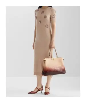 Fendi Knitted Sequined Flower Midi Dress - Pink