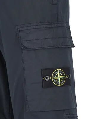 Stone Island Logo Patch Straight-leg Cargo Trousers - Blue