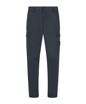 Stone Island Logo Patch Straight-leg Cargo Trousers - Blue