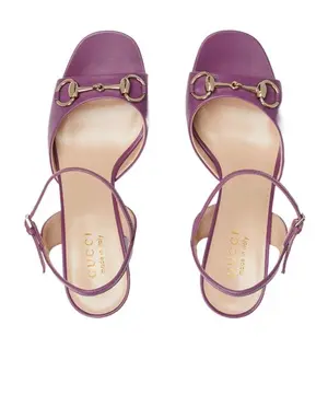 Gucci Horsebit Sandal With Mid Heel - Purple