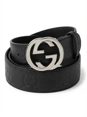 Gucci Logo Plaque Buckled Belt - Black