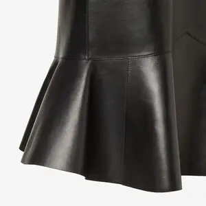 Fendi High Waist Peplum-hem Leather Midi Skirt