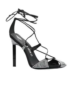 Attico Adele Embellished Open Toe High Heel Sandals - Black