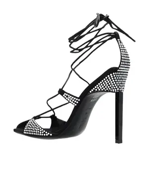 Attico Adele Embellished Open Toe High Heel Sandals - Black