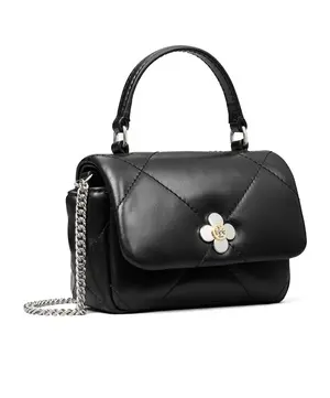 Tory Burch Kira Diamond Mini Bag With Metal Clover Logo - Black