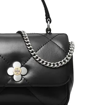 Tory Burch Kira Diamond Mini Bag With Metal Clover Logo - Black
