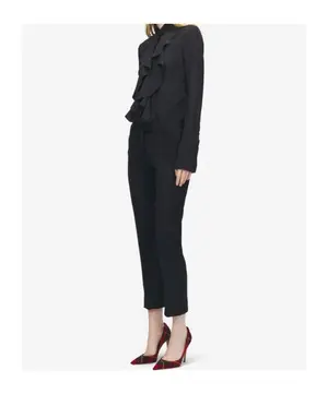 Alexander McQueen Cropped Tailored Trousers In Grain De Poudre - Black