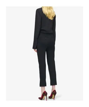 Alexander McQueen Cropped Tailored Trousers In Grain De Poudre - Black