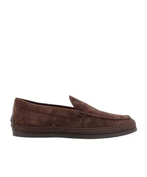 TOD'S Round Toe Slip-on Loafers With Rope Detailing - Black