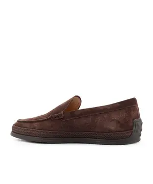 TOD'S Round Toe Slip-on Loafers With Rope Detailing - Black