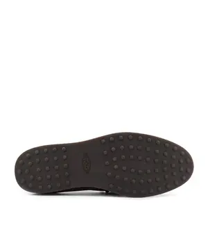TOD'S Round Toe Slip-on Loafers With Rope Detailing - Black
