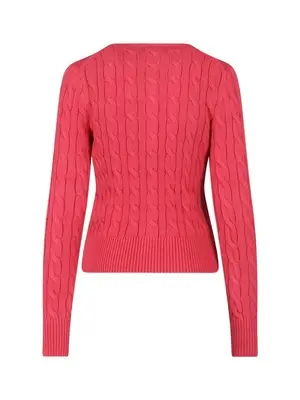 Polo Ralph Lauren Cable-knit Cardigan With Embroidered Logo - Red