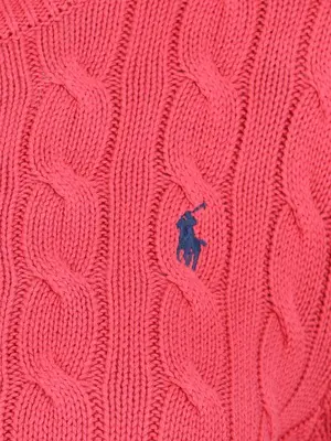 Polo Ralph Lauren Cable-knit Cardigan With Embroidered Logo - Red