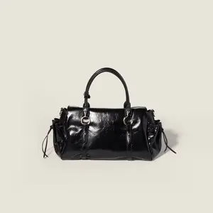 Miu Miu Shiny Leather Handbag - Black