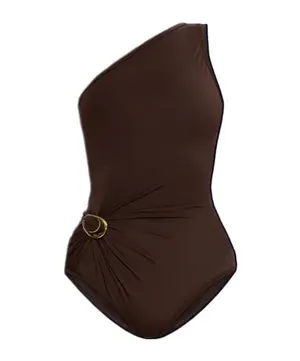 Bottega Veneta One Shoulder Ruched One Piece Swimsuit