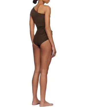 Bottega Veneta One Shoulder Ruched One Piece Swimsuit