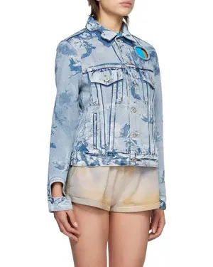Off-White Cut-out Long-sleeved Denim Jacket