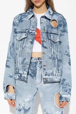 Off-White Cut-out Long-sleeved Denim Jacket