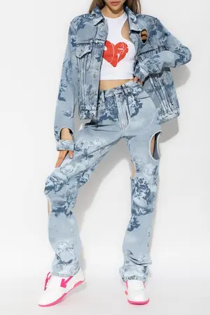 Off-White Cut-out Long-sleeved Denim Jacket