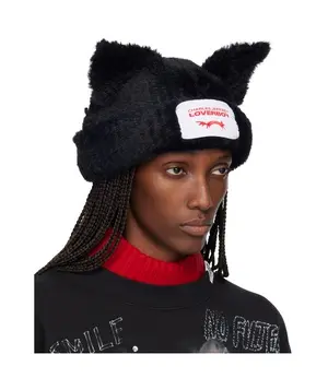 CHARLES JEFFRREY LOVERBOY Charles Jeffrey Loverboy Fluffy Chunky Ears Beanie - Black