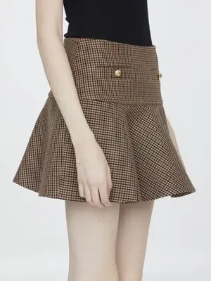 Celine Mini Skirt In Double Houndstooth Wool
