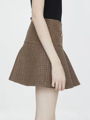 Celine Mini Skirt In Double Houndstooth Wool