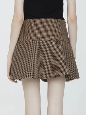Celine Mini Skirt In Double Houndstooth Wool